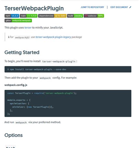 Document Mistake With Terserwebpackplugin · Issue 2903 · Webpack · Github