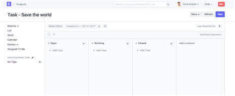 kanban board for erpnext