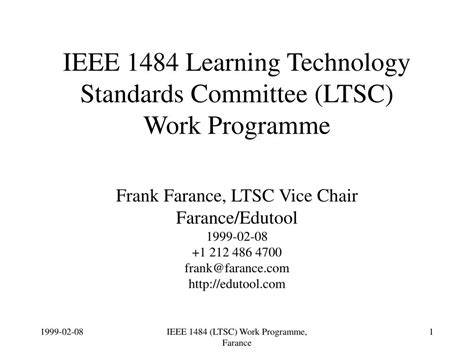 Ppt Ieee 1484 Learning Technology Standards Committee Ltsc Work