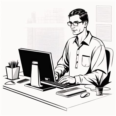 Premium Ai Image Vector A Man Working At A Computer