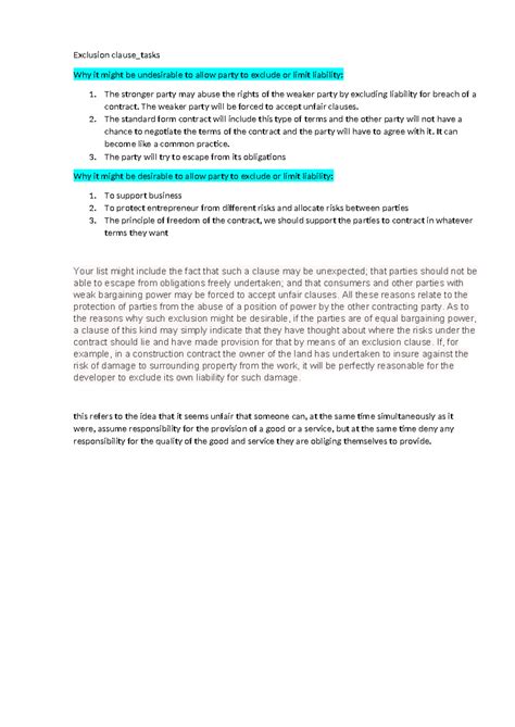 Exclusion Clause Tasks Exclusion Clause Tasks Why It Might Be