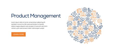 라인 아이콘이 있는 제품 관리 배너 템플릿입니다 광고 헤더 웹 사이트에 대 한 현대 벡터 일러스트 개발에 대한 스톡 벡터 아트 및 기타 이미지 Istock