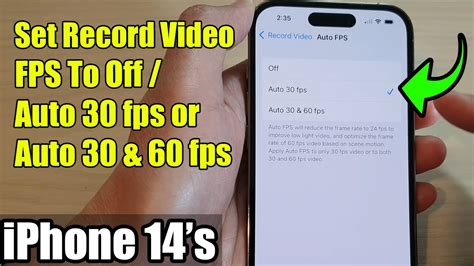 IPhone 14 S 14 Pro Max How To Set Record Video FPS To Off Auto 30 Fps Auto 30 60 Fps YouTube