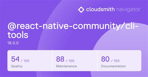 React Native Communitycli Tools 1800 Npm Package Quality Cloudsmith Navigator