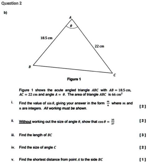 Solved Question 2 185 Cm 22 Cm Figuro Figure Shows The Acute Angled