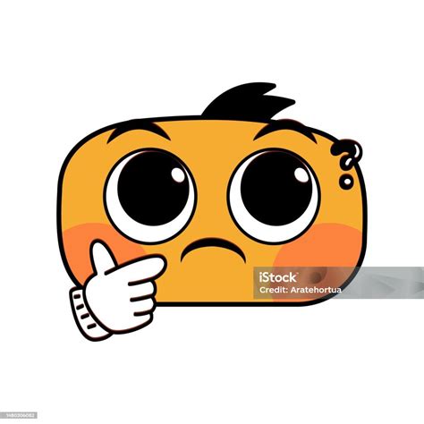 Vector Cartoon Cute Thinking Face Emoji Isolated Illustration Stock