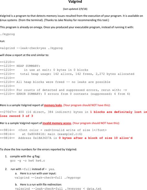 Valgrind Instructions