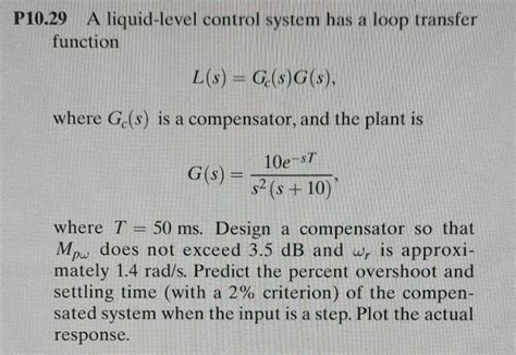 Solved P1029 A Liquid Level Control System Has A Loop