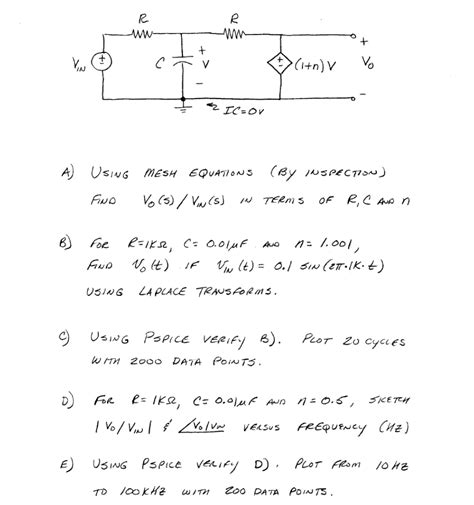 Solved Pspice Parts C And E Not Sure How The Netlist Code