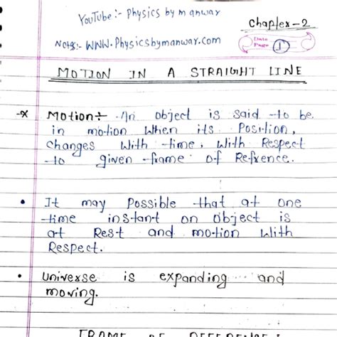 Motion In Straight Lines Physics Notes Teachmint