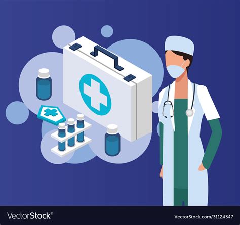 Female Doctor With Laboratory Equipment Character Vector Image