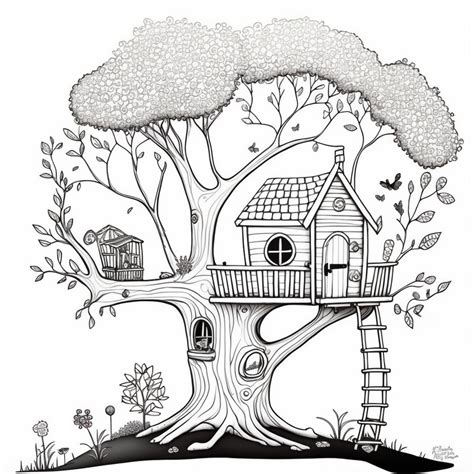 Treehouse 4 Coloring Pages 5 Etsy