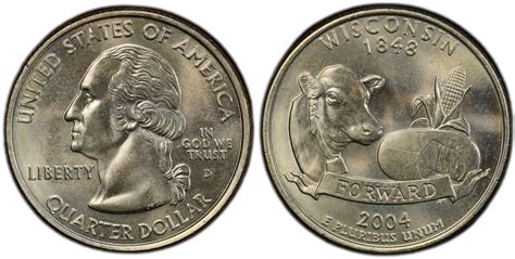 2004 D 25c Wisconsin Extra Leaf Low Regular Strike Washington 50