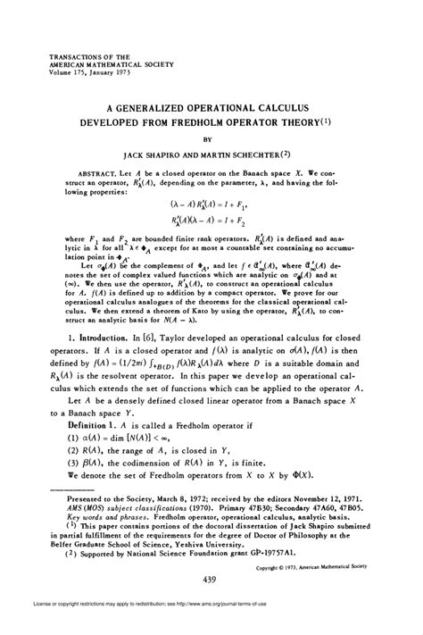 Pdf A Generalized Operational Calculus Developed From Fredholm