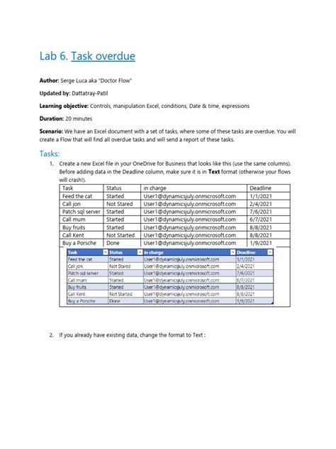 Lab 6 Task Overdue Pdf Microsoft Excel Software
