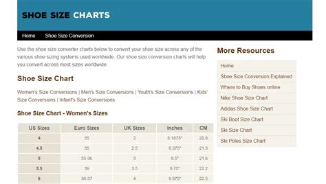 Shoe Size Converter Charts