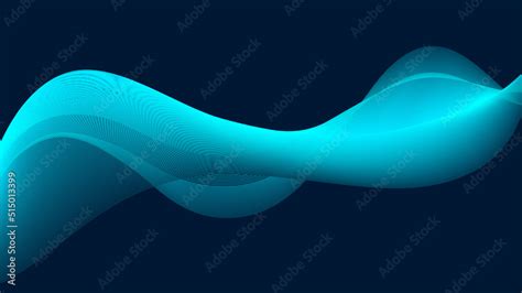 Abstract Dark Blue Background With Smooth Wavy Lines Design Elements With Dynamic Stripes