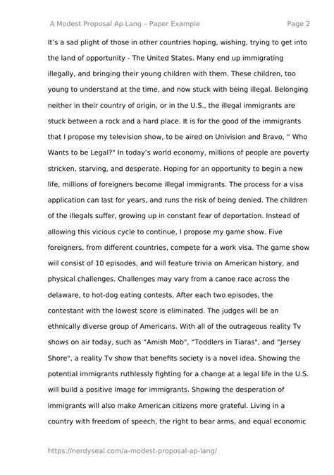 A Modest Proposal Ap Lang Words NerdySeal