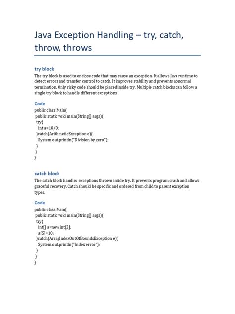 Java Exception Handling Guide Pdf