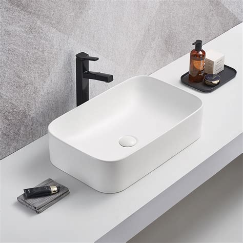 Arezzo 610 X 380mm Matt White Curved Rectangular Countertop Basin Victorian Plumbing Uk
