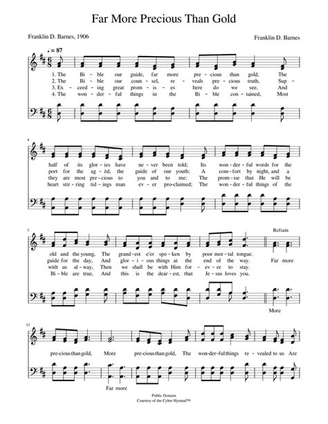 Far More Precious Than Gold Franklin D Barnes Sheet Music For Piano Piano Duo