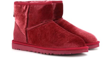 Lyst Ugg Classic Mini Velvet Boots In Red