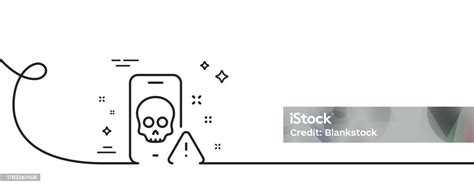 Cyber Attack Line Icon Ransomware Threat Sign Continuous Line With Curl Vector Stock