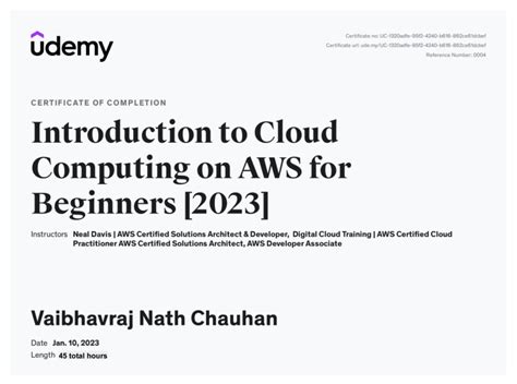 Cloud Computing On Aws Certificate Udemy