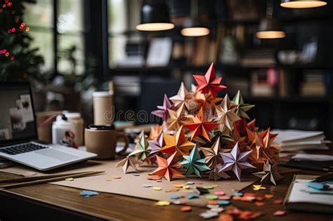 A Computer Desk With Multiple Monitors And Keyboards On It Generative