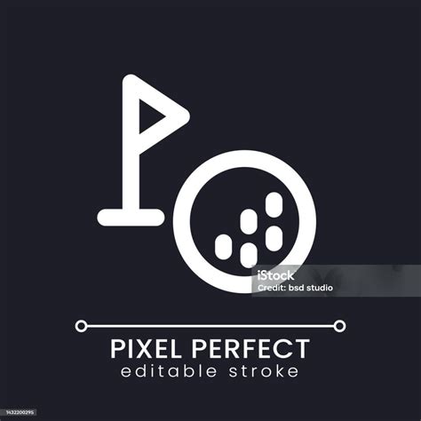 골프 공과 컵 태그 픽셀 어두운 테마에 대한 완벽한 흰색 선형 Ui 아이콘 개념에 대한 스톡 벡터 아트 및 기타 이미지 개념