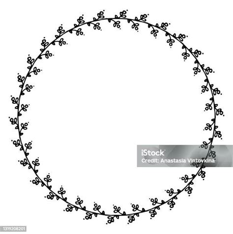 둥근 잎과 작은 베리와 콩나물의 벡터 화환 벡터 일러스트 낙서 양식화 둥근 열매와 텍스트에 대한 빈 공간이있는 작은 잎 벡터 디자인 템플릿 0명에 대한 스톡 벡터 아트 및