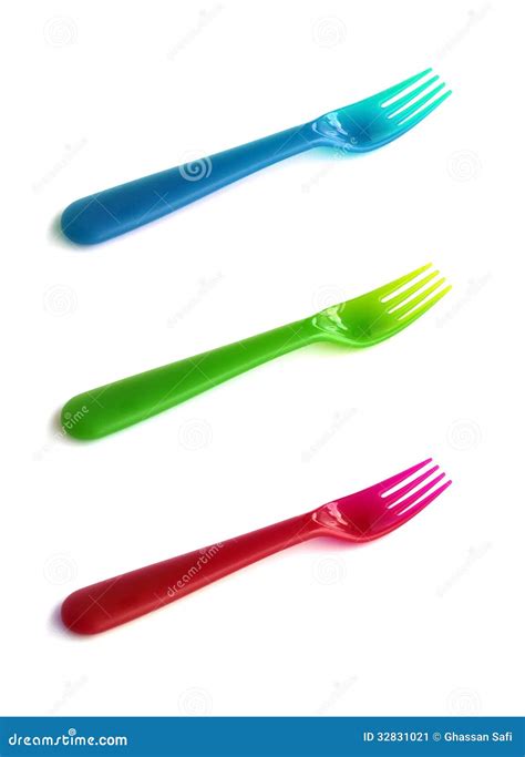 Colored Plastic Forks Stock Image Image Of Green Colour 32831021