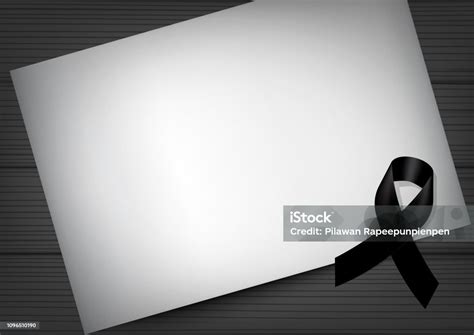 애도 블랙 존경 리본과 종이 나무 배경 배너에 기호를 비웃는 다 평화 장례식에 나머지 벡터 일러스트 레이 션 카드 편지 문서에 대한 스톡 벡터 아트 및 기타 이미지 Istock