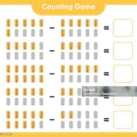 게임을 계산 온도계의 수를 계산하고 결과를 작성합니다 교육 어린이 게임 인쇄 워크 시트 벡터 일러스트레이션 0명에 대한 스톡 벡터 아트 및 기타 이미지 Istock