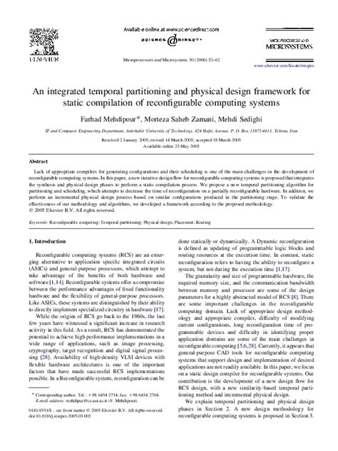 Pdf An Integrated Temporal Partitioning And Physical Design Framework For Static Compilation