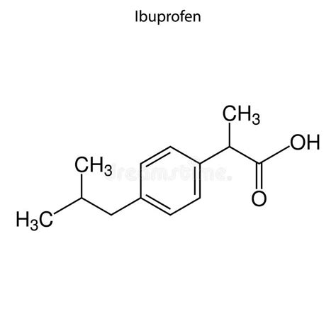 Estructura De Molécula Química De Ibuprofeno Sobre Fondo Blanco Stock