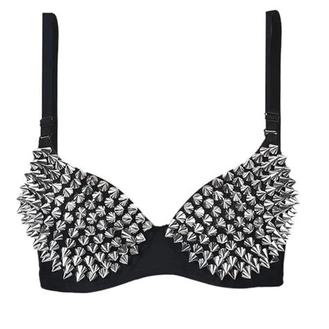 Best Seller New Fetish Sexy Bra Party Dance Show Rivet Metal Punk Bra