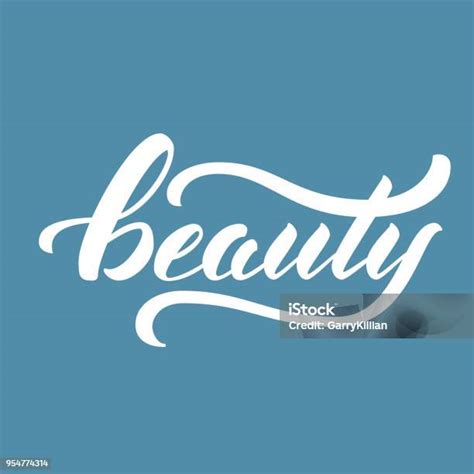 손이 그린된 글자 아름다움 우아한 현대 필기 서 예 잉크 그림 벡터 파란색 배경에 타이 포 그래피 포스터입니다 카드 초대장 인쇄 등 개념에 대한 스톡 벡터 아트 및 기타