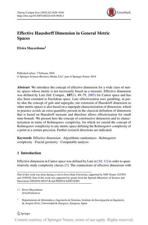 Effective Hausdorff Dimension In General Metric Spaces Request Pdf