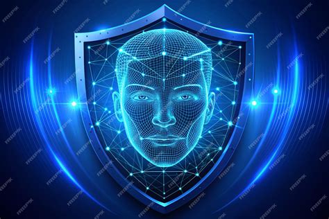 3d Face Recognition Illustration On Shield Concept Of Facial Recognition Face Id System