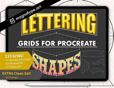 Lettering Grids For Procreate Typography Stamps Collection Guidelines Builder Perspective
