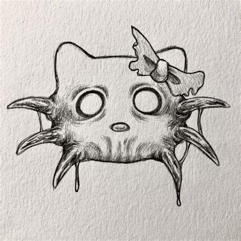 Hello Kitty Kitty Scary Drawings Creepy Drawings Dark Art Drawings