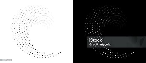현대 추상 배경입니다 원 형태의 하프톤 도트 둥근 로고 디자인 요소 또는 아이콘 벡터 점선 프레임입니다 흰색 바탕에 검은색