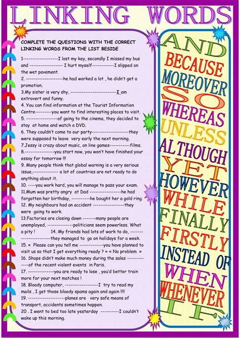 102 Best Linking Words Images On Pinterest English Classroom English