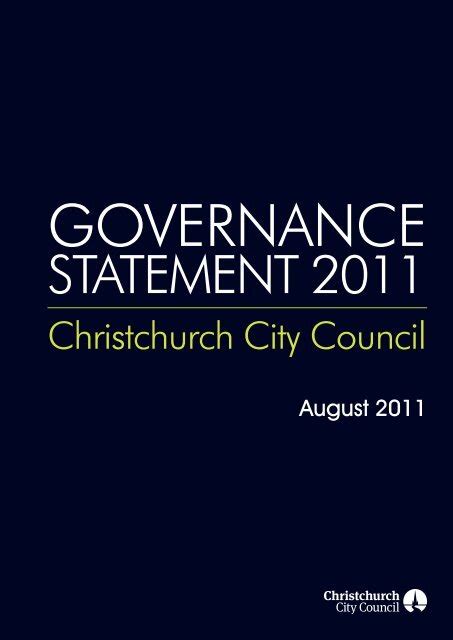 Governance Statement 2011 Christchurch City Council