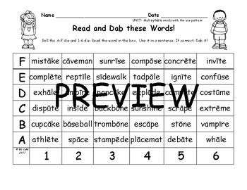 Multi Syllable Words With The Vce Pattern By BK Cafe TPT