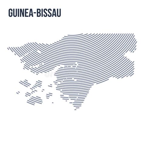 Vector Abstract Hatched Map Of Guinea Bissau With Curve Lines Isolated On A White Background