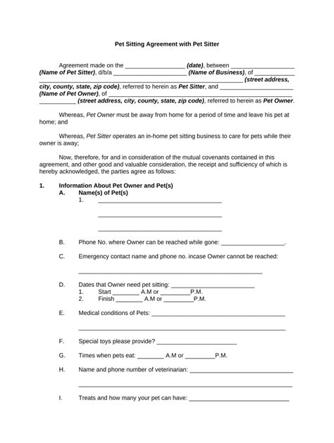 Pet Sitting Contract Fill Out And Sign Online Dochub