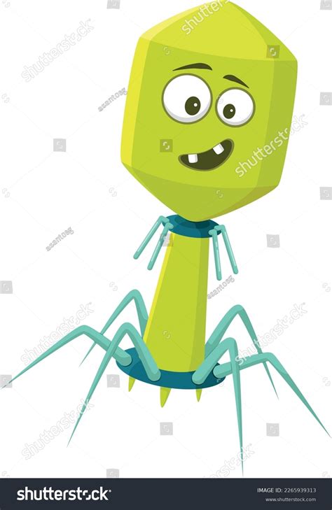 Vector Illustration Bacteriophage Virus Cartoon Style Stock Vector