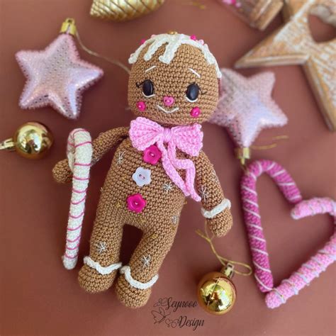 Crochet Gingerbread Pdf Pattern Cute Gingerbread Doll Pdf Pattern Amigurumi Gingerbread Doll